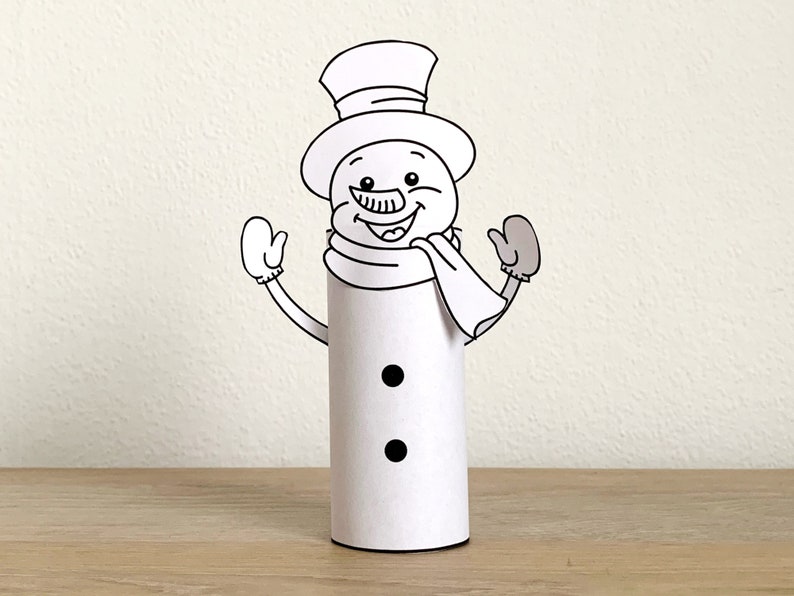 Snowman Toilet Paper Roll Craft Christmas Party Coloring | Etsy