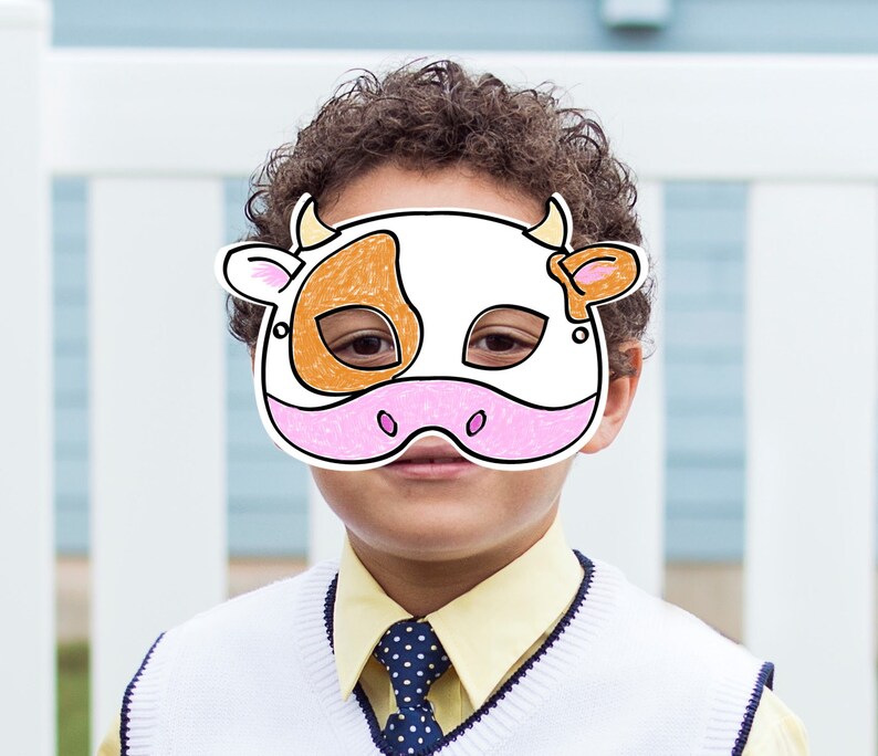 Cow Mask Farm Printable Farm Animal Party Favor Animal Mask | Etsy