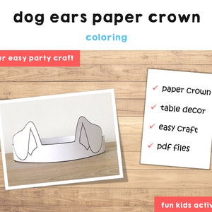 Dog Ears Paper Crown Party Coloring Printable Kids Craft Puppy Costume ...