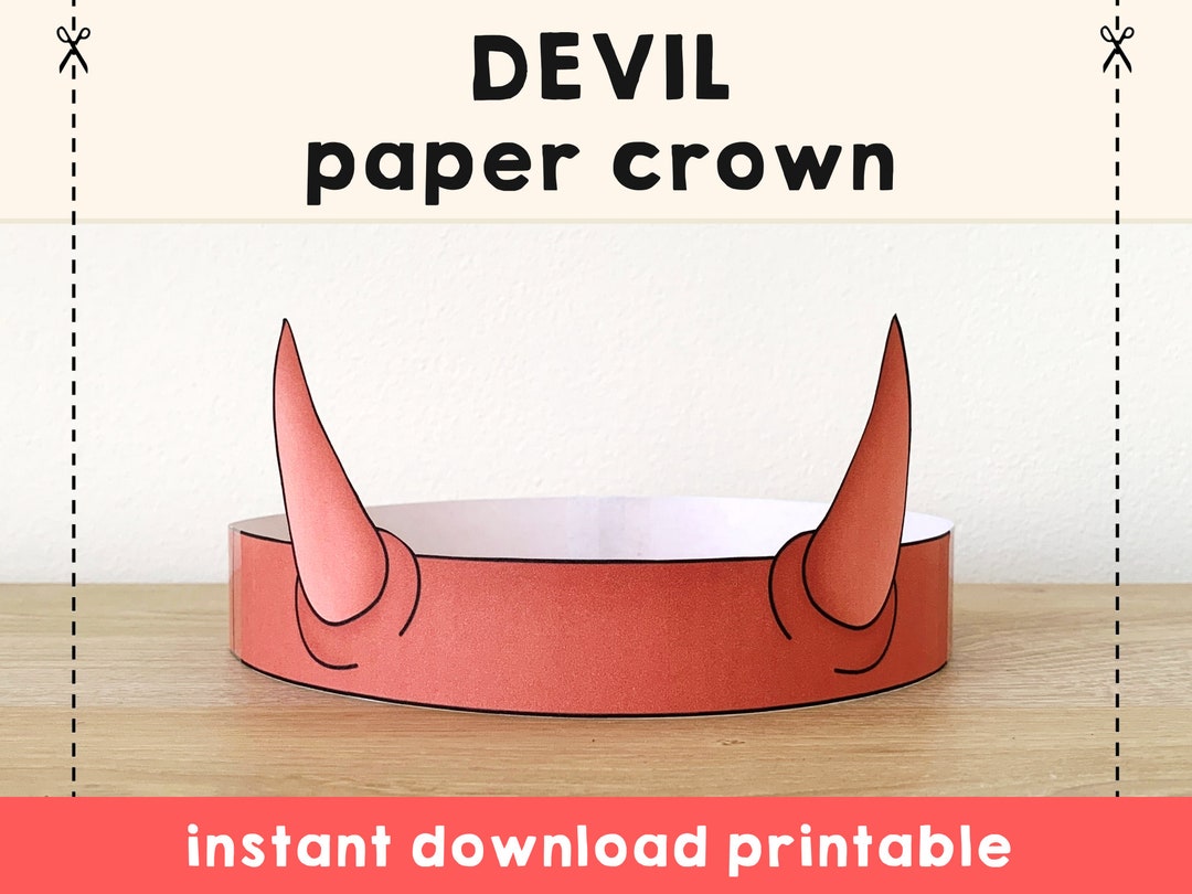 Devil Horns Paper Crown Party Coloring Printable Kids Craft Satan Hell ...