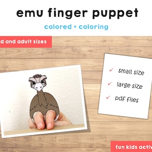 Emu Paper Craft Printable Australian Animal Finger Puppet Kids Craft ...