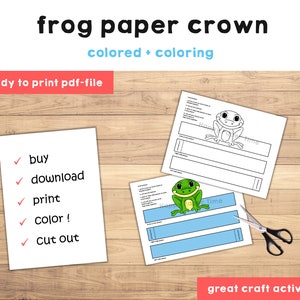 Frog Paper Crown Party Coloring Printable Kids Craft Animal Birthday ...