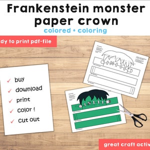 Frankenstein Monster Paper Crown Template Halloween Party Headband ...