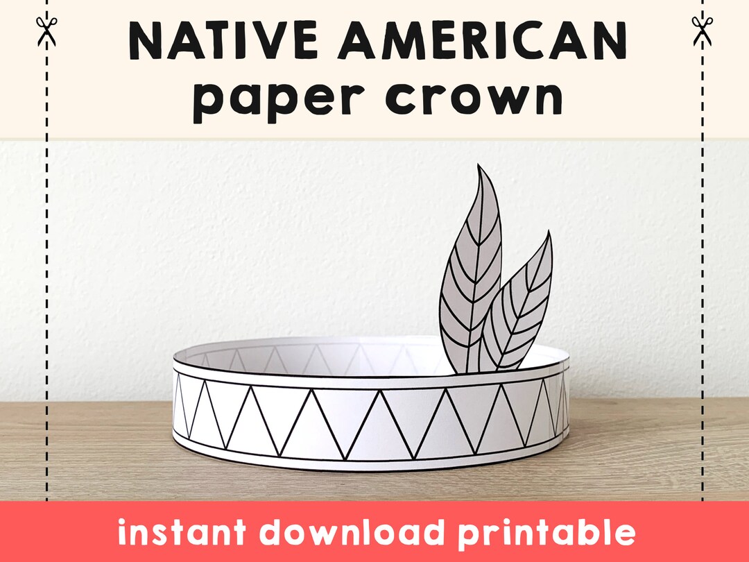 Native American Paper Headband Crown Party Coloring Printable Kids ...