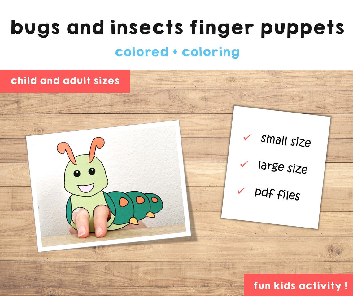 Bugs Insects Paper Craft Printable Finger Puppet Template Kids | Etsy