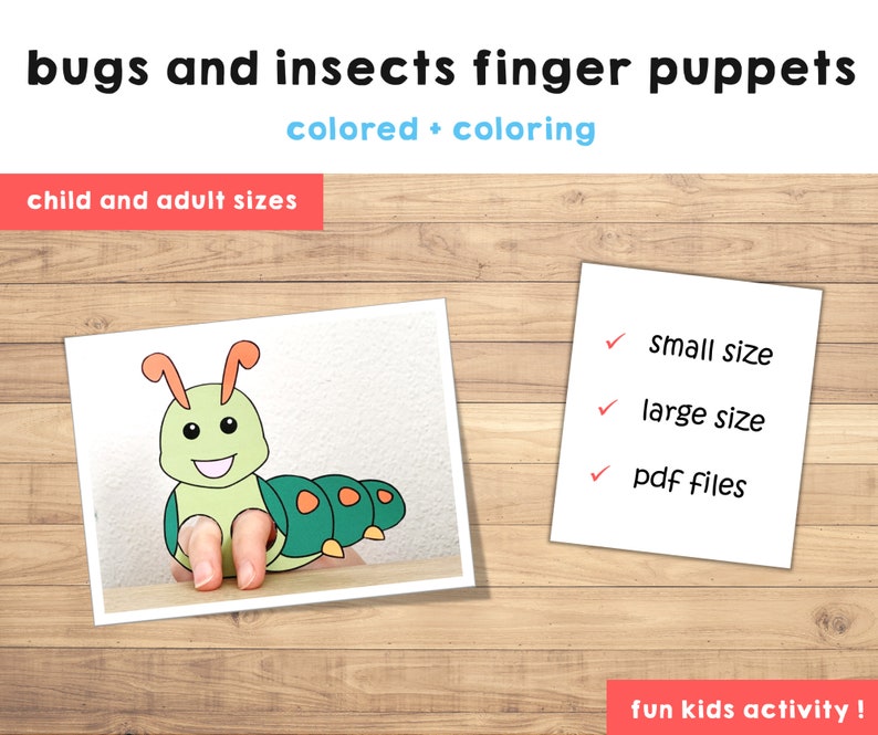Bugs Insects Paper Craft Printable Finger Puppet Template Kids | Etsy