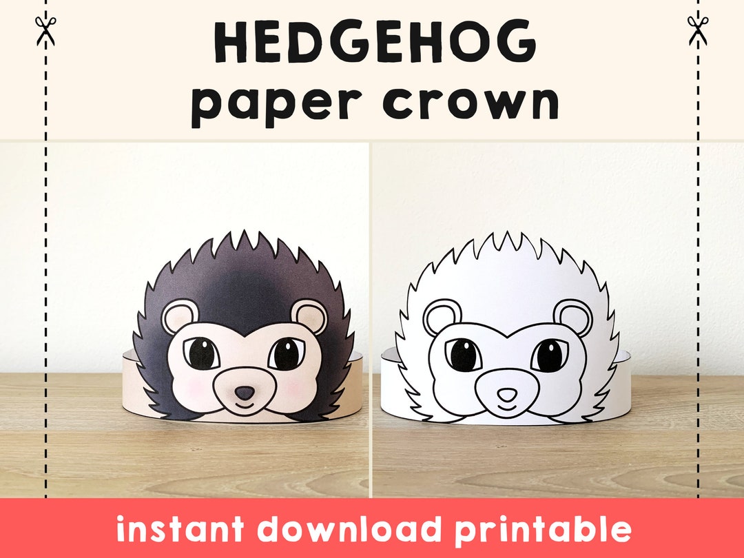 Hedgehog Paper Crown Party Coloring Printable Kids Craft Woodland ...