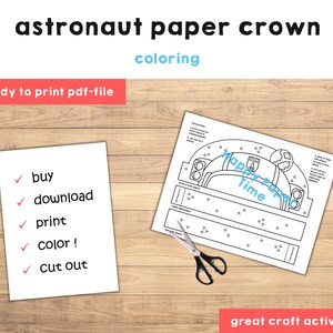 Astronaut Helmet Paper Crown Space Astronomy Party Coloring Printable ...