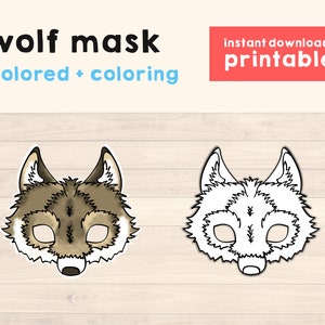 Wolf Mask Woodland Mask Animal Mask Party Favor Wolf Printable | Etsy