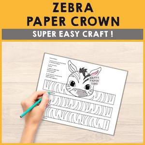 Zebra Paper Crown Party Coloring Printable Kids Craft African Birthday ...