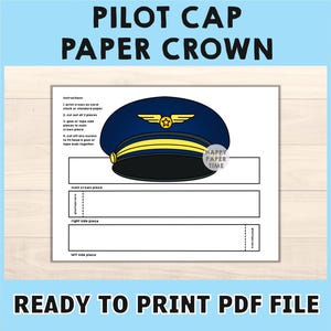 Pilot Cap Paper Crown Airline Party Printable Kids Craft Community ...