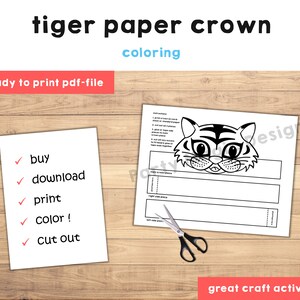 Tiger Paper Crown Coloring Printable Kids Craft Tiger Birthday Party ...