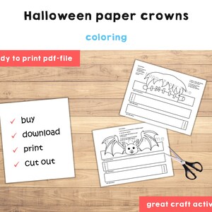 Halloween Paper Crowns Witch Zombie Bat Devil Frankenstein Printable ...