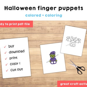 Halloween Paper Craft Printable Finger Puppet Template Kids Craft ...