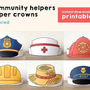 Community Helpers Paper Crowns Police Builder Farmer Nurse - Etsy