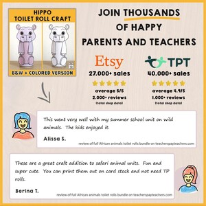 Hippo Toilet Paper Roll Craft African Animal Safari Party Coloring ...