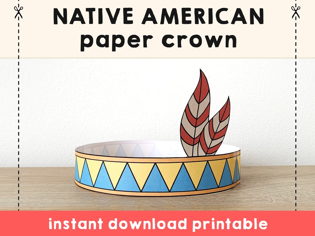 Native American Paper Headband Crown Party Coloring Printable Kids ...