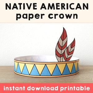 Native American Paper Headband Crown Party Coloring Printable Kids ...