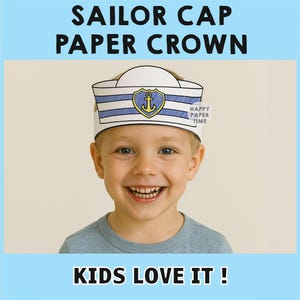 Sailor Hat Cap Paper Crown Party Coloring Printable Kids Craft Sea ...