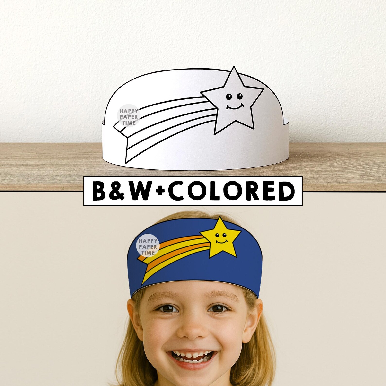 Shooting Star Paper Crowns Astronomy Summer Spring Printable Kids Craft ...