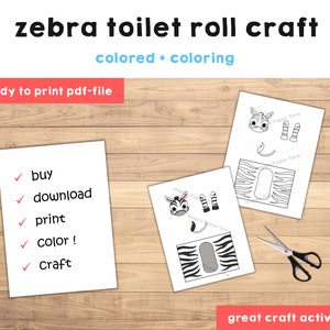 Zebra Toilet Paper Roll Craft African Animal Safari Party Coloring ...