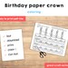 Birthday Paper Crown Party Activity Printable Kids Coloring Craft Cake ...