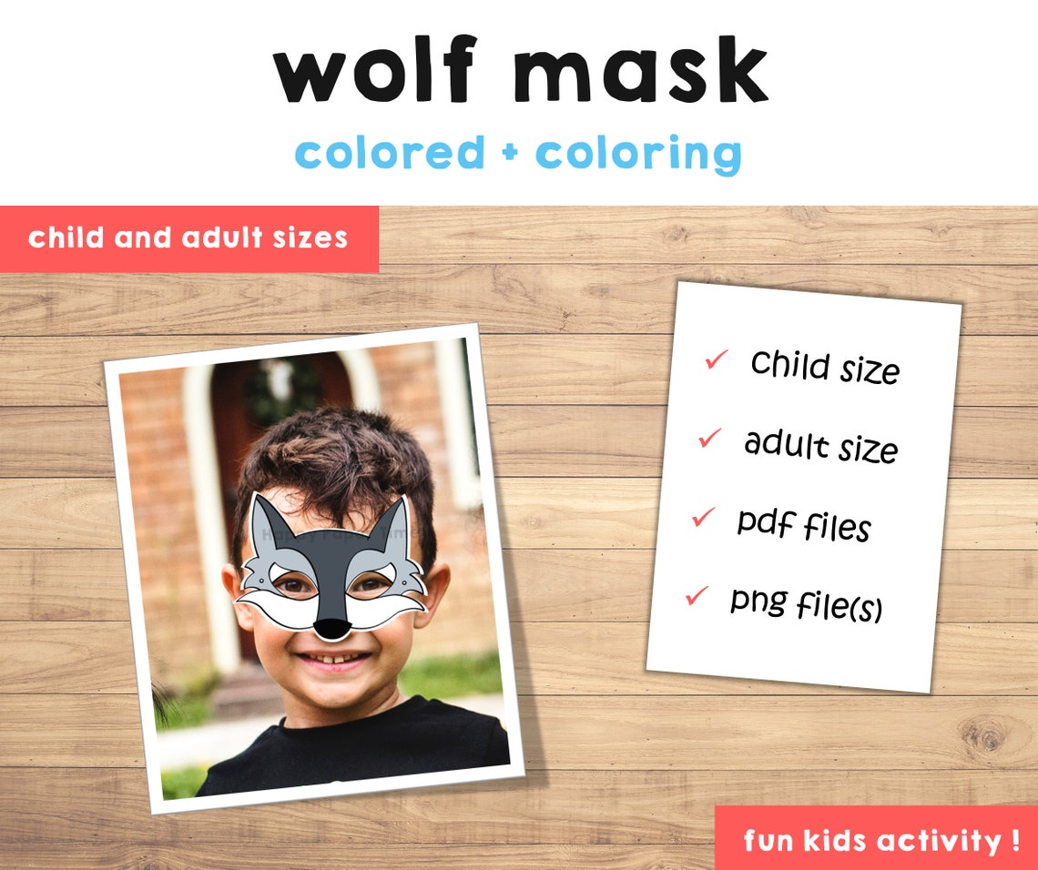 Wolf Mask Woodland Mask Animal Mask Party Favor Wolf Printable | Etsy
