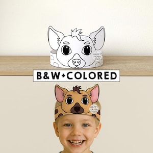 Hyena Paper Crown Party Coloring Printable Kids Craft African Birthday ...