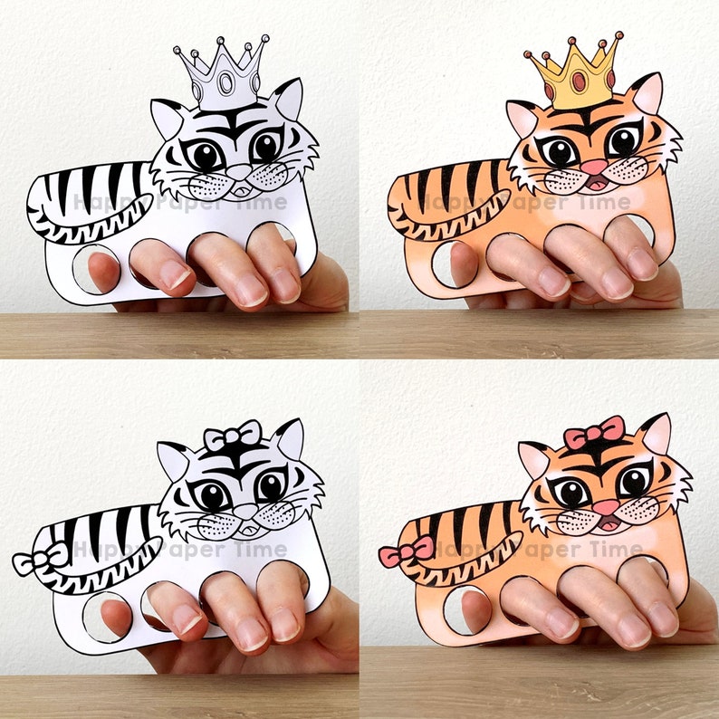 Tiger Paper Craft Printable Finger Puppet Kids Craft Animal - Etsy