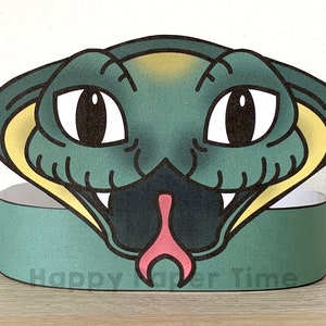 Cobra Paper Crown Party Coloring Printable Kids Craft Jungle Birthday ...