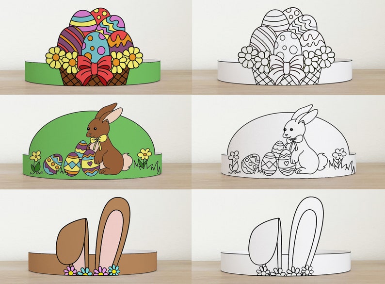 Easter Paper Crown Coloring Headband Easter Spring Cut Out - Etsy