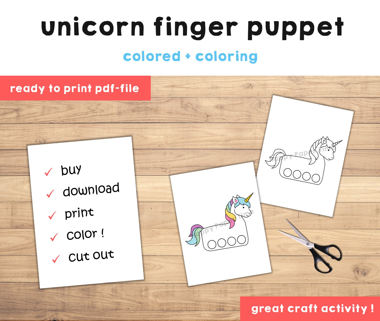 Unicorn Paper Craft Printable Finger Puppet Kids Craft Unicorn - Etsy