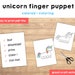 Unicorn Paper Craft Printable Finger Puppet Kids Craft Unicorn Birthday ...