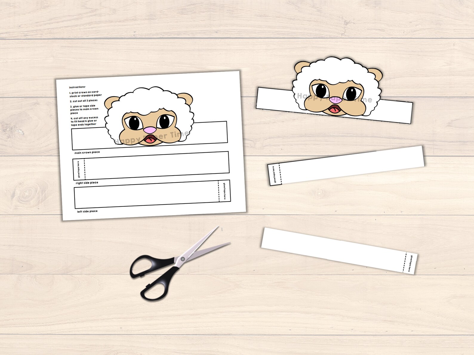 Sheep Paper Crown Template Coloring Activity Printable Kids - Etsy