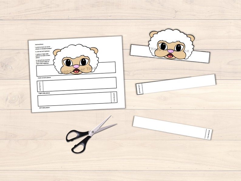 Sheep Paper Crown Template Coloring Activity Printable Kids - Etsy