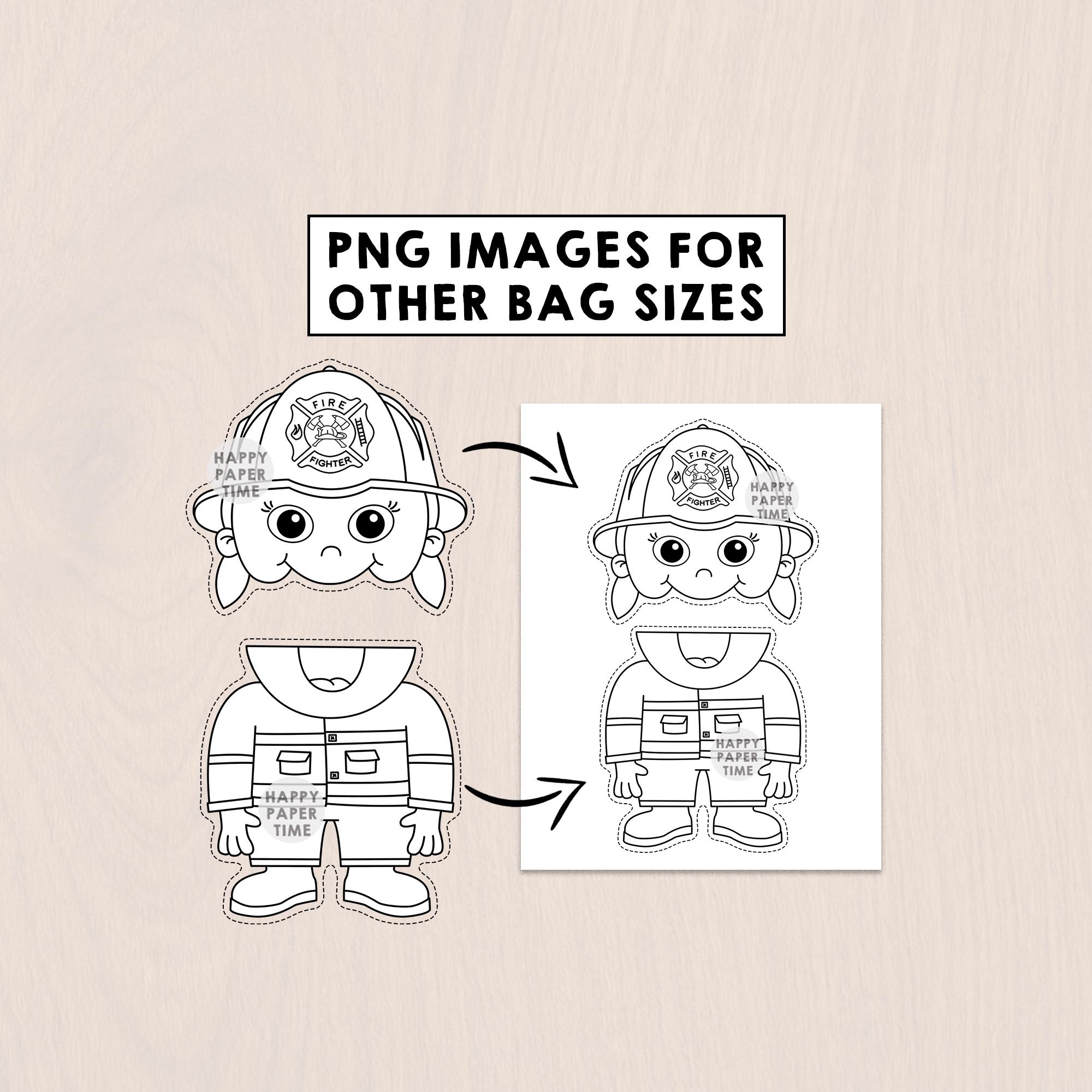 Firefighter Paper Bag Puppet Printable Community Helper Craft Activity ...