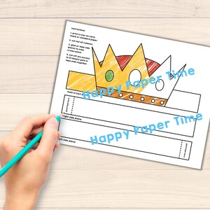 King Paper Crown Template Fantasy Medieval Party Headband Coloring ...