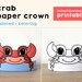 Crab Paper Crown Party Coloring Printable Party Hat Kids Craft Ocean ...