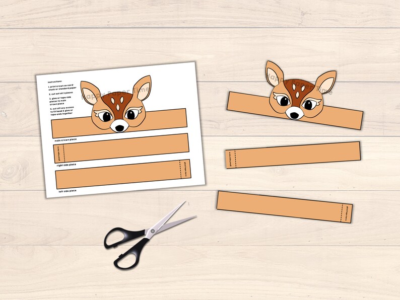 Deer Paper Crown Party Printable Kids Craft Woodland Birthday Gift ...