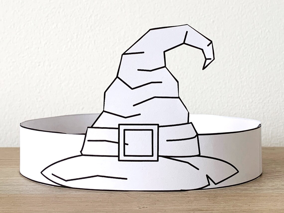 Witch Hat Paper Crown template Halloween Party Headband | Etsy
