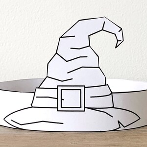 Witch Hat Paper Crown Template Halloween Party Headband Coloring ...
