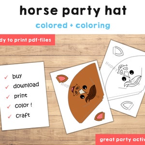 Horse Party Hat Paper Printable Template Print Farm Animal Table ...