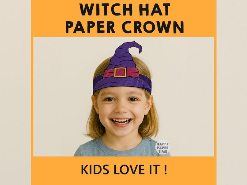 Witch Hat Paper Crown Headband Craft Halloween Party Favor Coloring ...