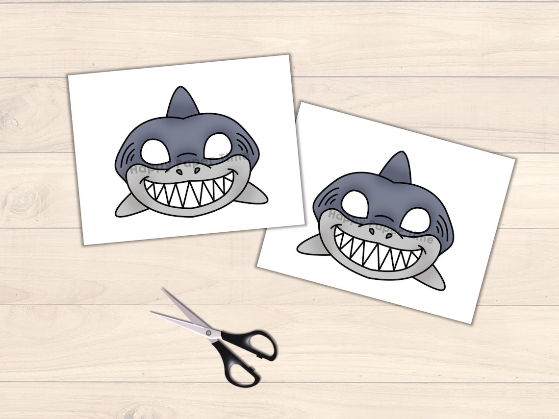 Shark Mask Template Costume Kids Diy Ocean Sea Animal Party Fun Favor ...