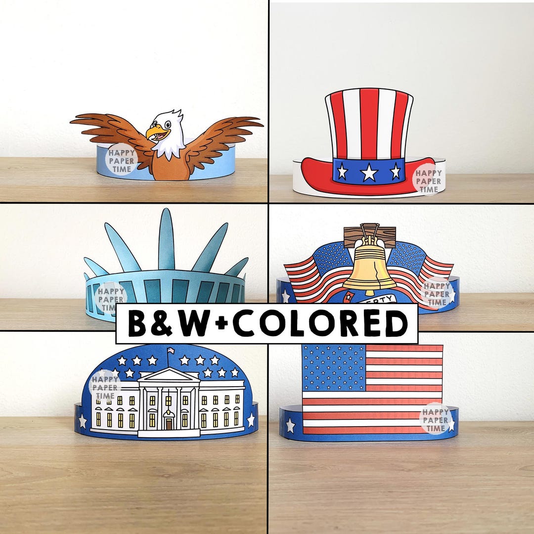 American Symbols Paper Crowns Flag 4th of July Patriotic Printable DIY ...