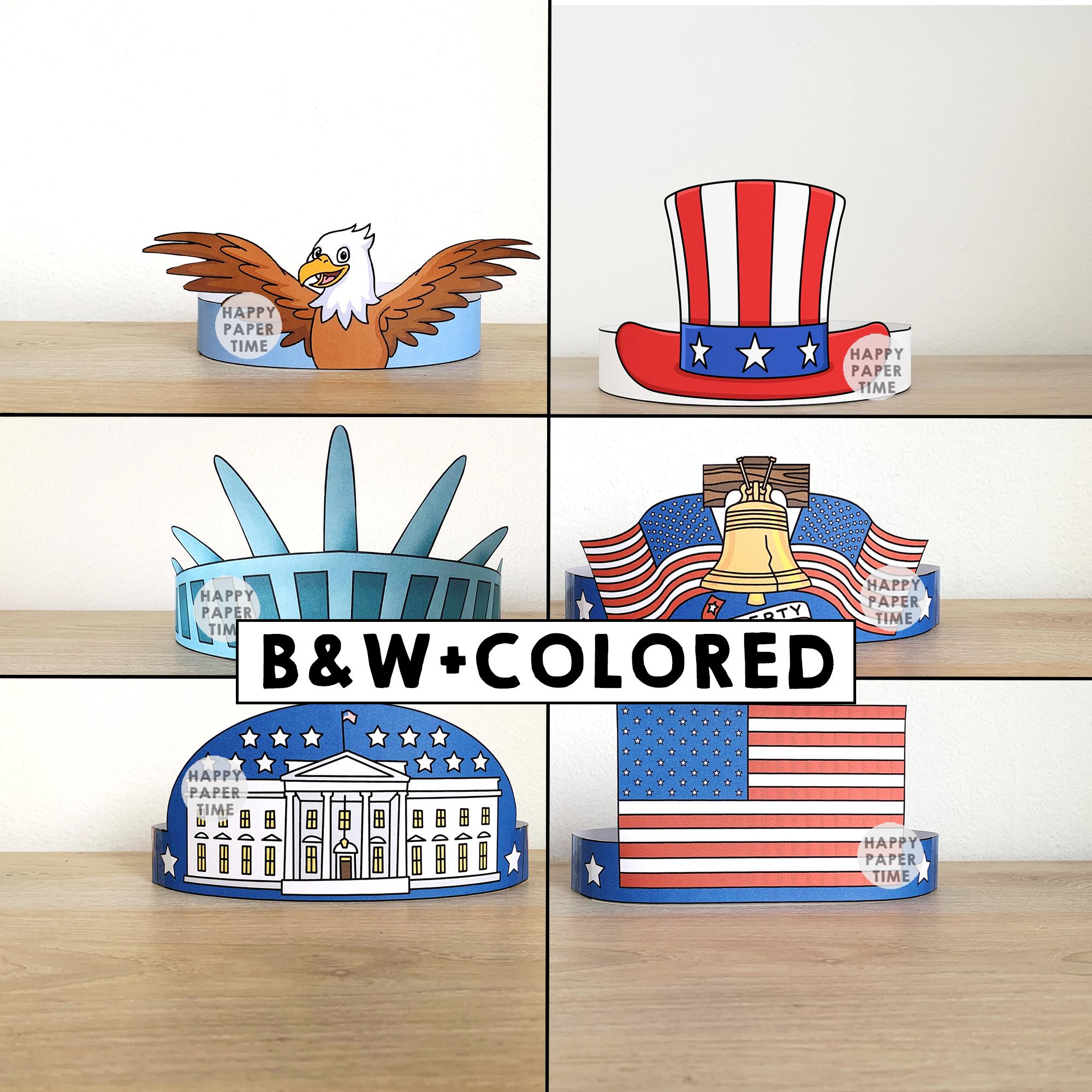 American Symbols Paper Crowns Flag 4th of July Patriotic Printable DIY ...