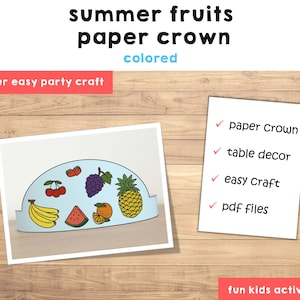 Fruits Summer Paper Crowns Spring Printable Kids Craft Birthday Party ...