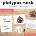 Platypus Mask Costume Animal Mask Printable Party Favor Safari ...
