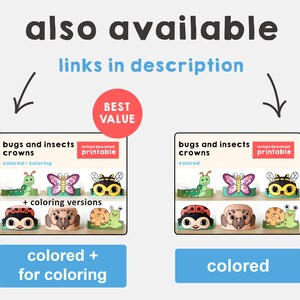Bugs Insects Paper Crowns Butterfly Caterpillar Ladybug Bee Printable ...