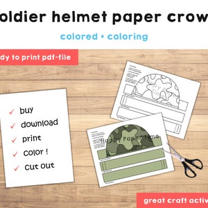 Soldier Helmet Paper Crown Headband Military Army Veteran Day Coloring ...